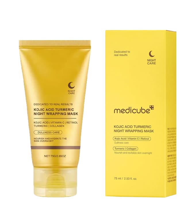MEDICUBE KOJIC ACID TURMERIC NIGHT WRAPPING MASK 75 ML Beautymarket maroc MEDICUBE KOJIC ACID TURMERIC NIGHT WRAPPING MASK 75 ML Beautymarket maroc
