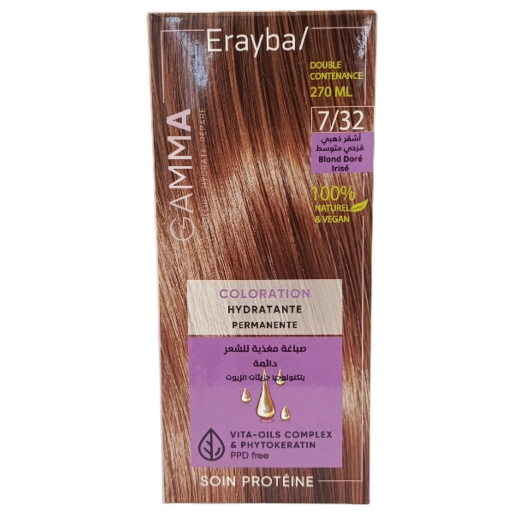 Erayba Gamma Coloration Permanente 7/32 – Blond Doré Irisé Hydratant ...