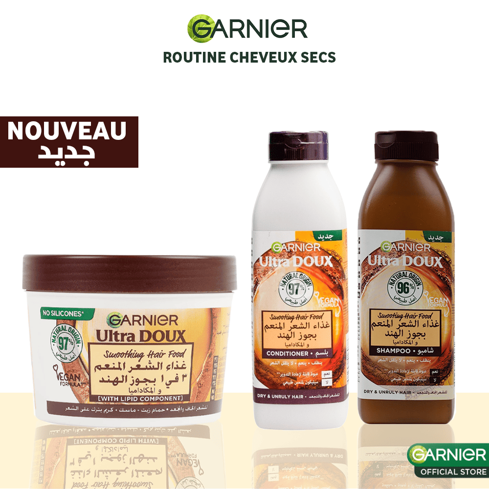 Garnier pack routine hair food macadamia masque + shampoing + après-sh ...