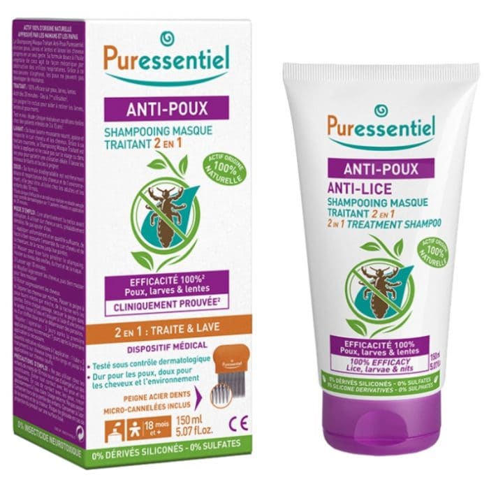 PURESSENTIEL SHAMPOOING MASQUE 2 EN 1 ANTI POUX 150 ML – beautymarket.maroc
